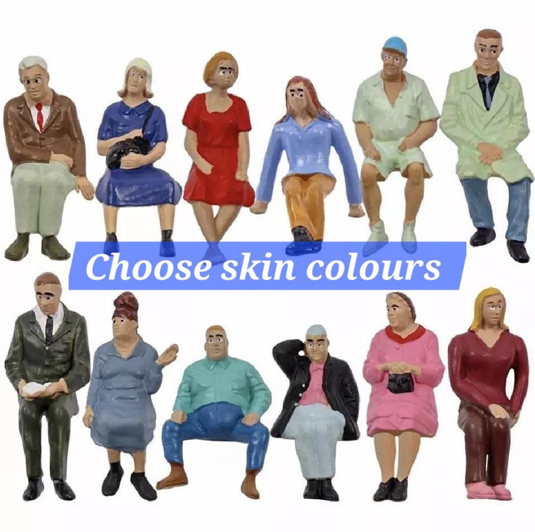 People Miniature Figures 12pcs 1:25 Scale Model Mini Diorama Seated ...