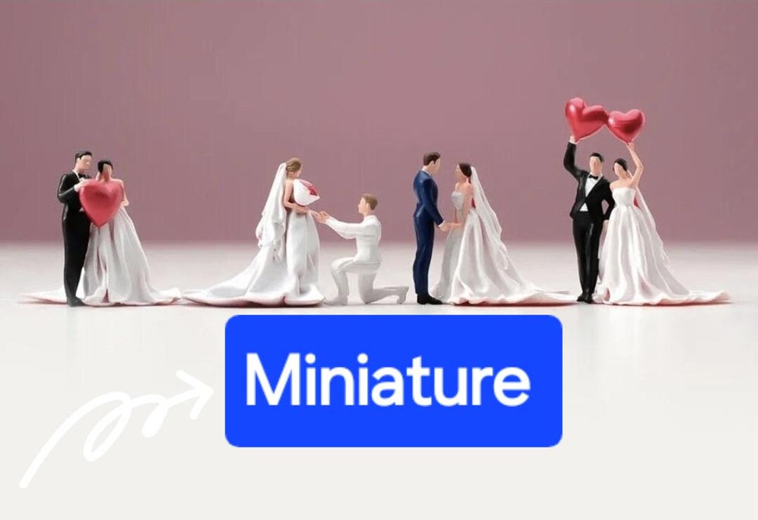 MINI Bride and Groom Figurines 1:87/64/43/24 MINIATURE Scale Figures ...
