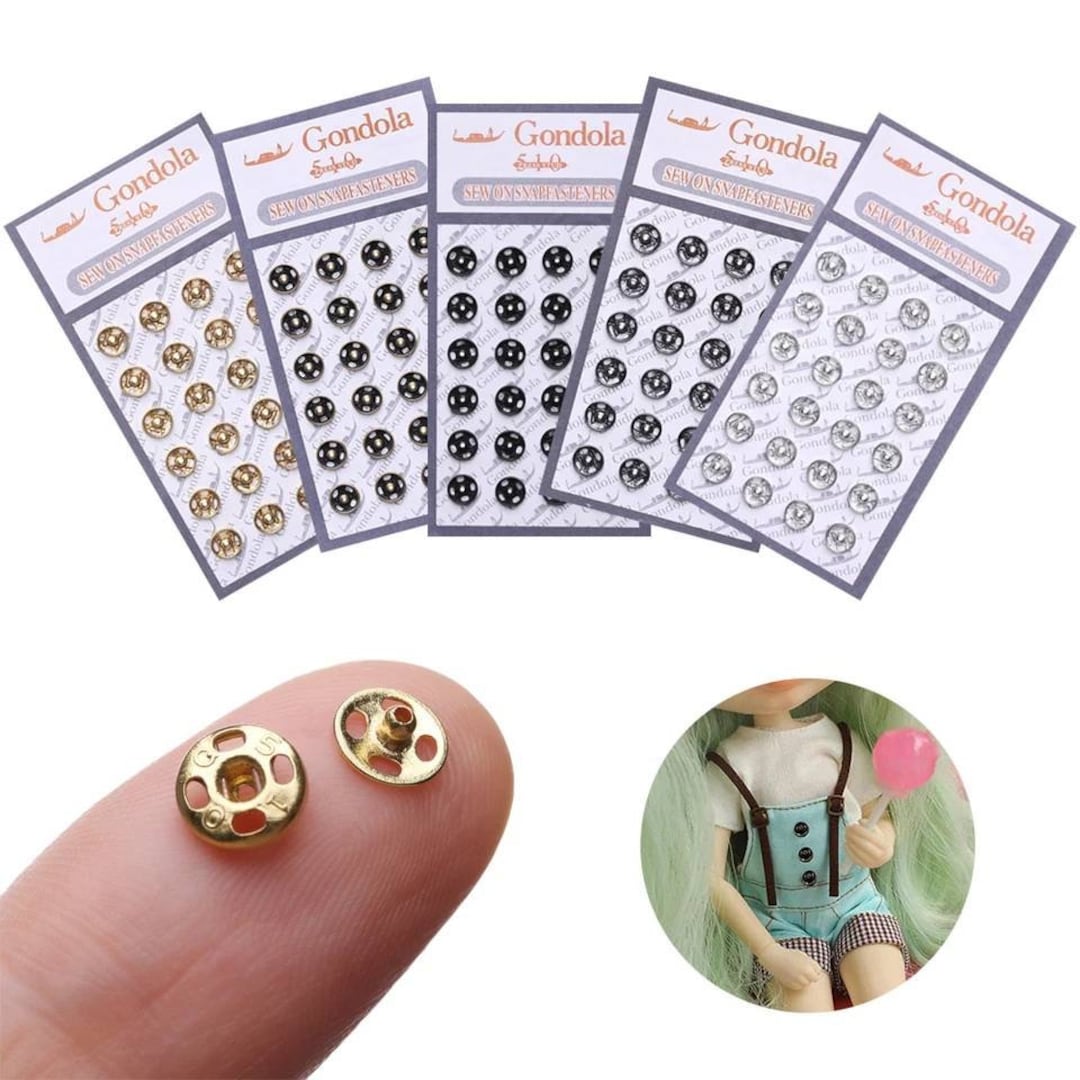 Miniature SNAP BUTTONS Doll 5mm 24pc Mini Small Baby Pet Easy Clothes ...