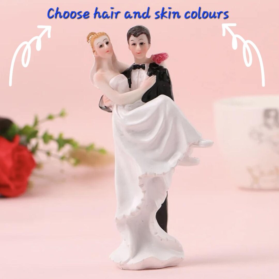Personalised Bride and Groom Cake Topper Miniature Figures Wedding ...