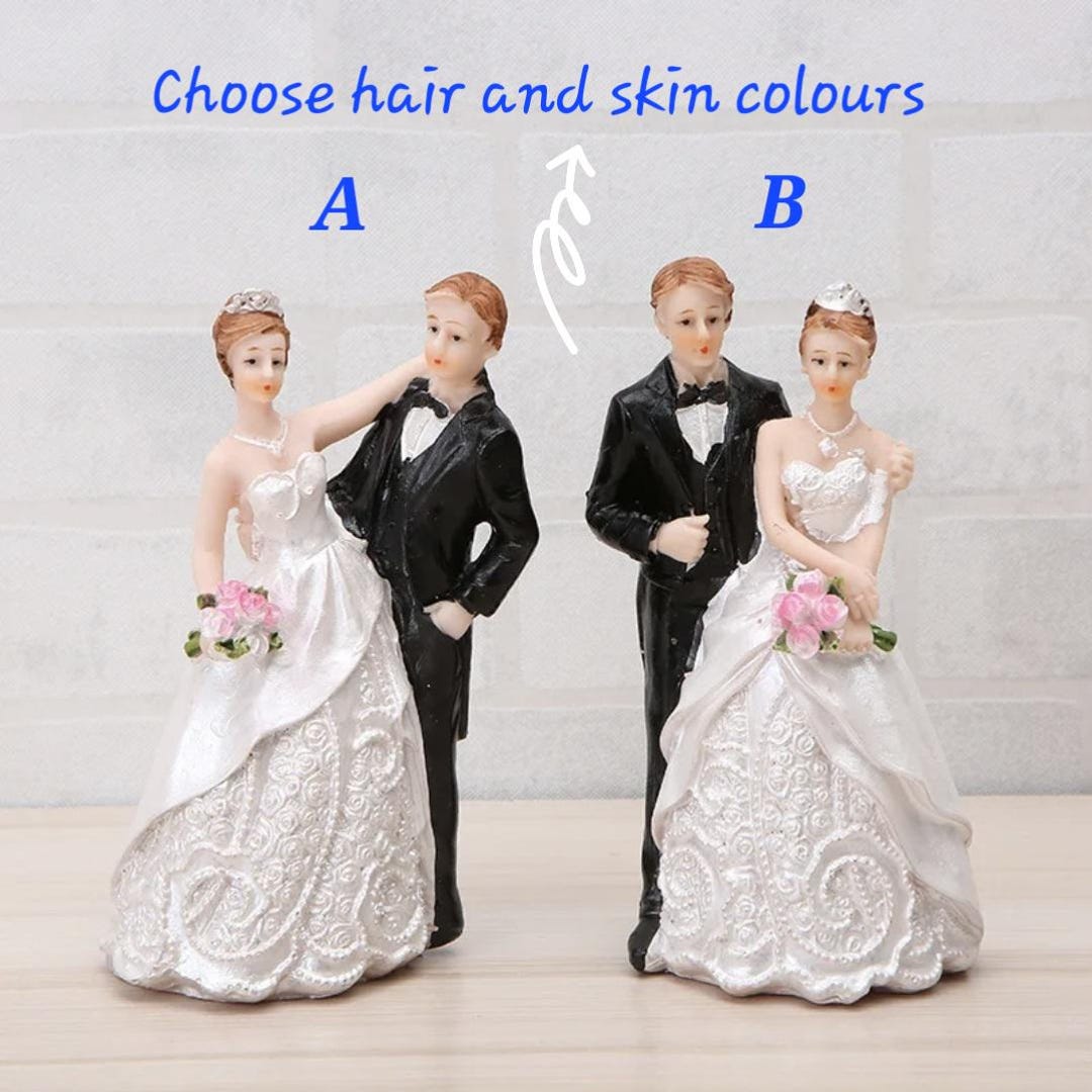 Personalised Bride and Groom Cake Topper Miniature Figures Wedding ...