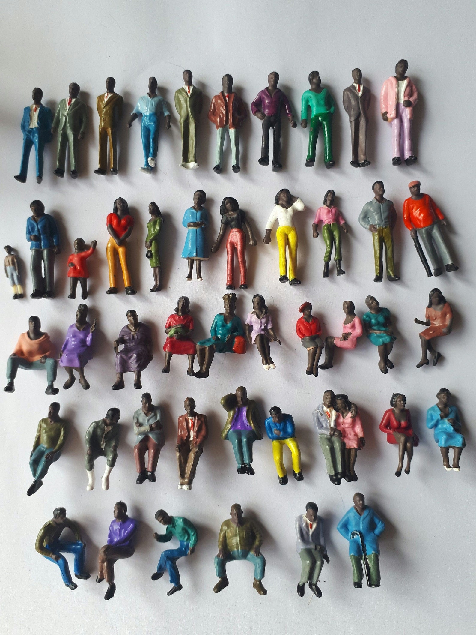 African American Black 2-50pcs 1:48 35mm Figure Miniature People Mini ...