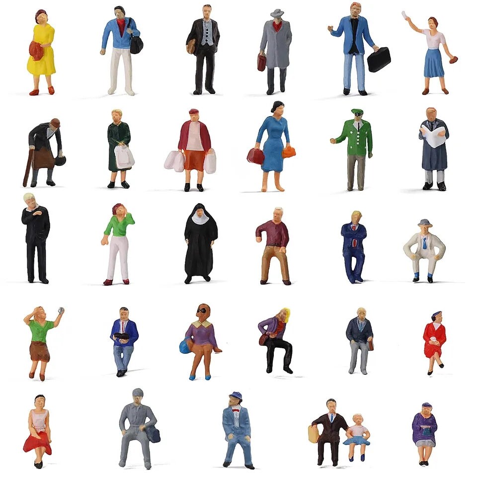 HO Scale Model Figures: Miniature People for Diorama (30pcs) - Etsy