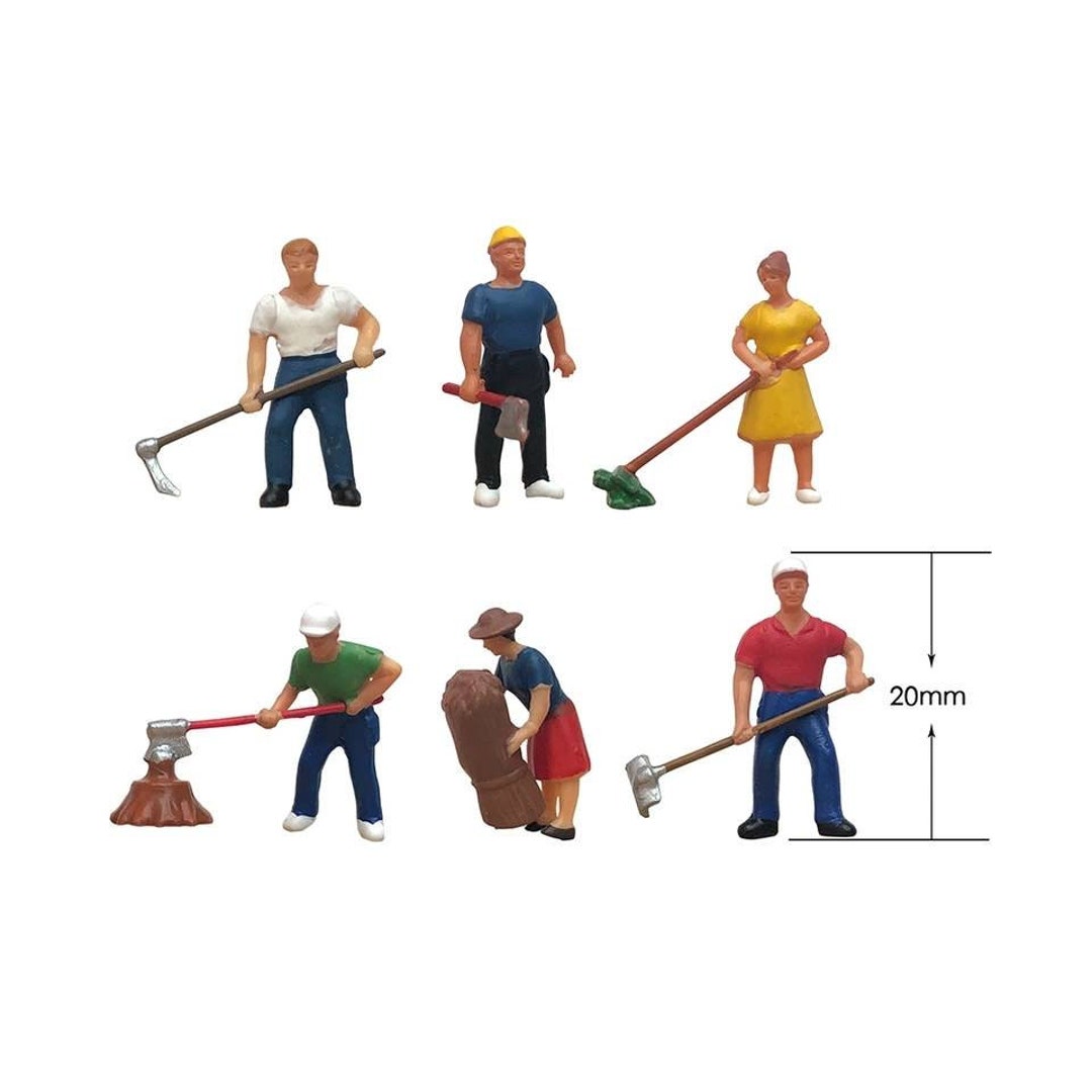 HO Scale Model 2cm Farmer Figures: Miniature Countryside Scene (6pcs ...