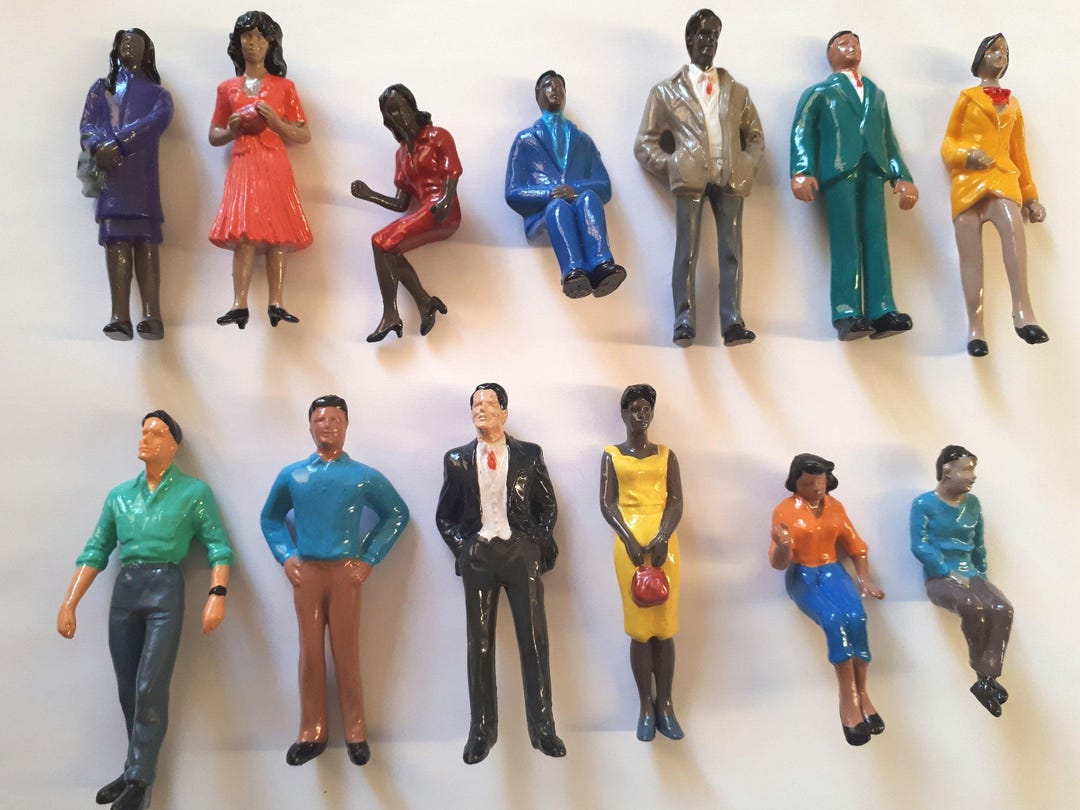 African American Black 1:25 70mm Mixed Race Asian Miniature People Mini ...