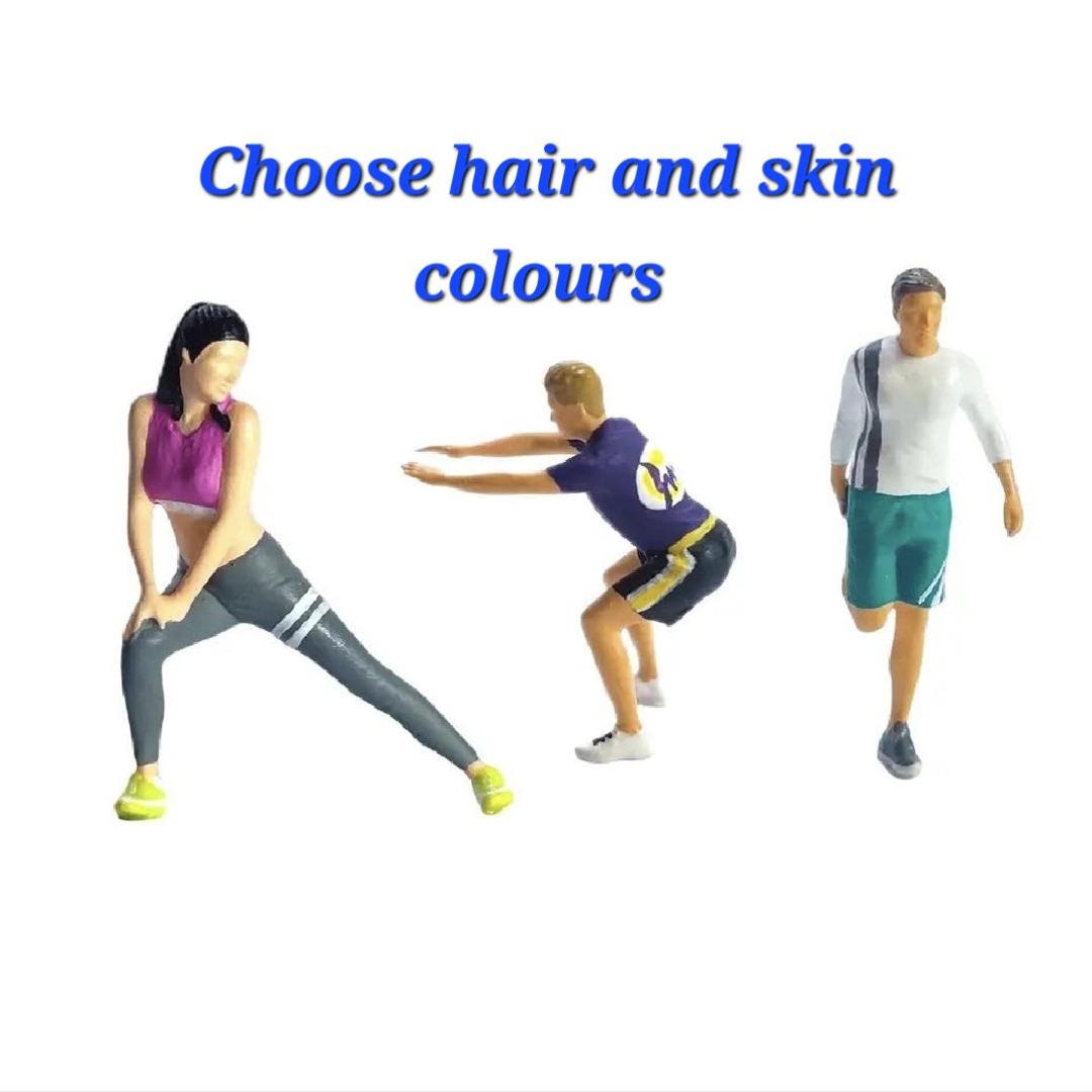 Miniature FITNESS Stretching 1:64 Figure Exercise Mini Gym Jogging Warm ...