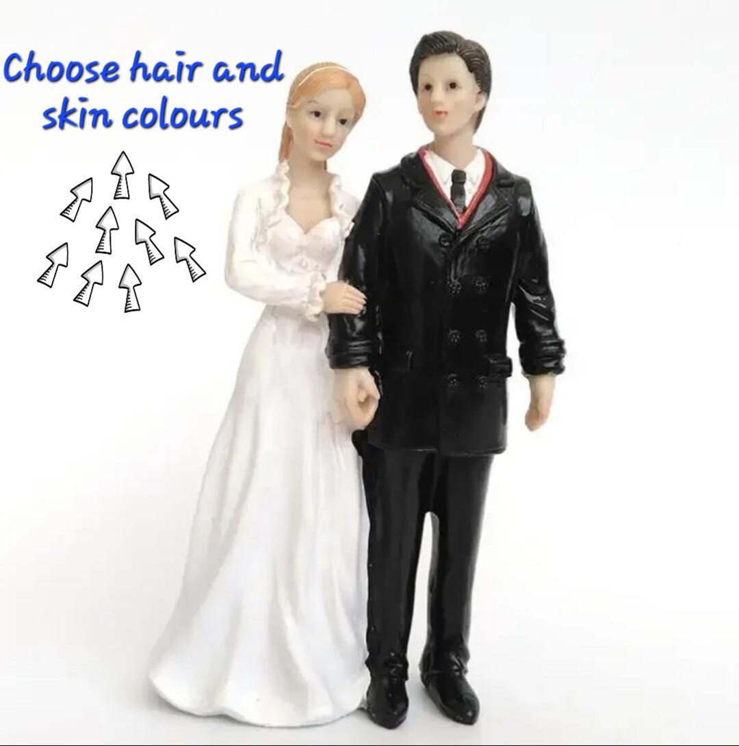 Personalised Bride and Groom Cake Topper Miniature Figures Wedding ...