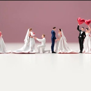 Miniature Bride and Groom Figurines, Wedding Scene Couple Tiny Love (1: ...
