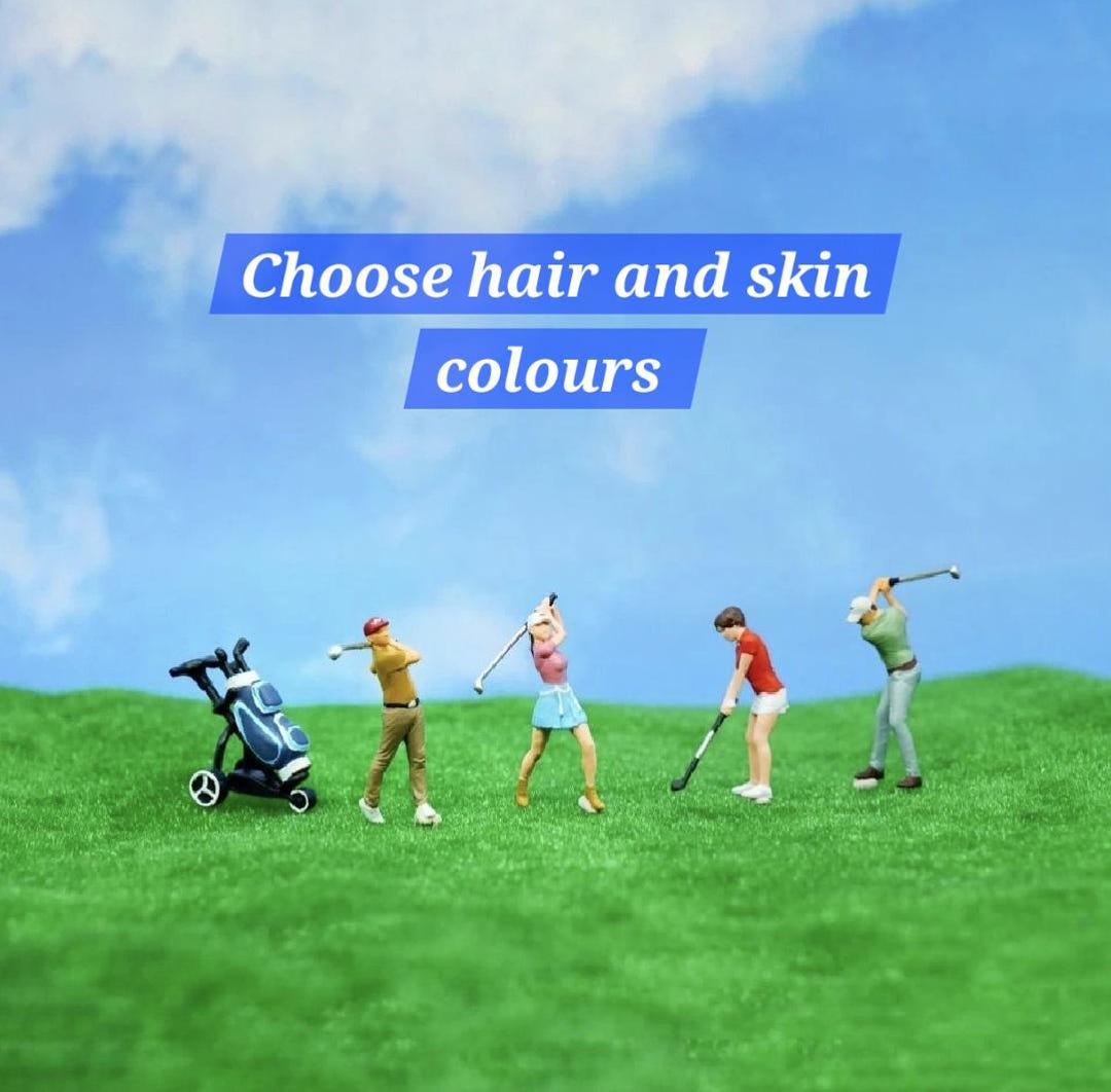 Golf Miniature 1:64 People Figures Scale Model Mini HO Guage Golfing ...