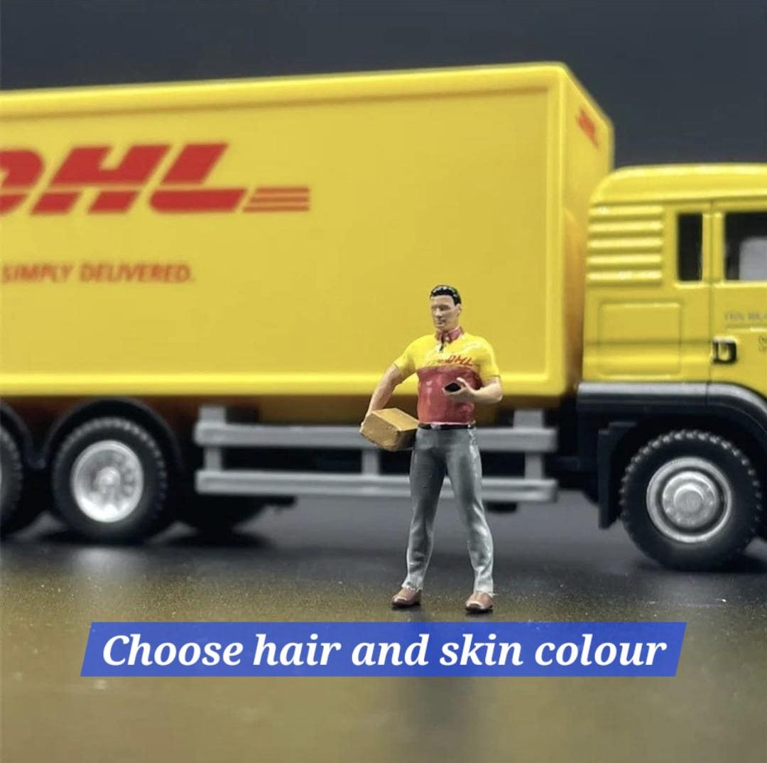Delivery Man Lorry Dhl 1:64 HO Scale Model Miniature Courier Express ...