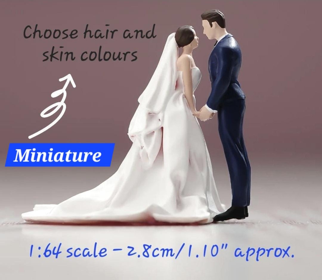 Miniature Bride and Groom Figurines: Personalized Wedding Cake Topper ...