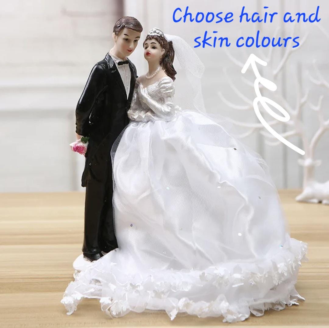 Personalised Bride and Groom Cake Topper Multicultural Multiracial ...