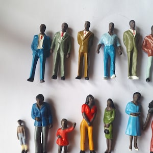 African American Black 2-50pcs 1:48 35mm Figure Miniature People Mini ...
