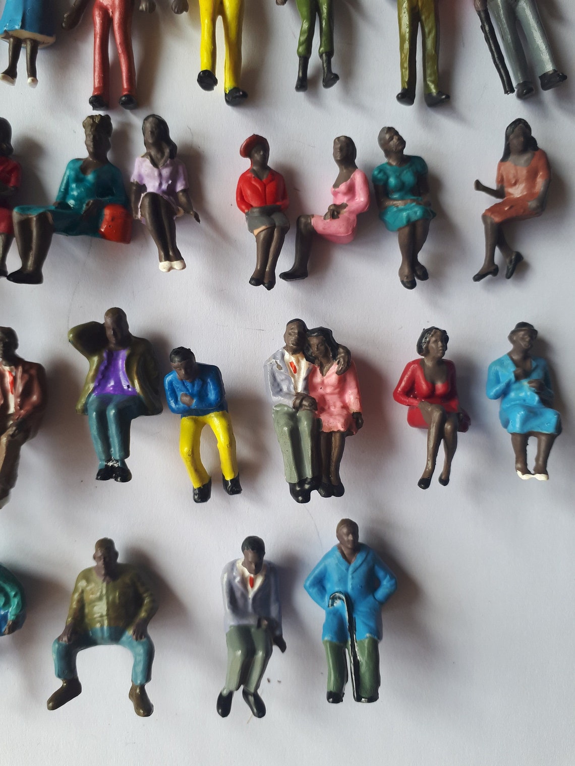 African American Black 2-50pcs 1:48 35mm Figure Miniature People Mini ...