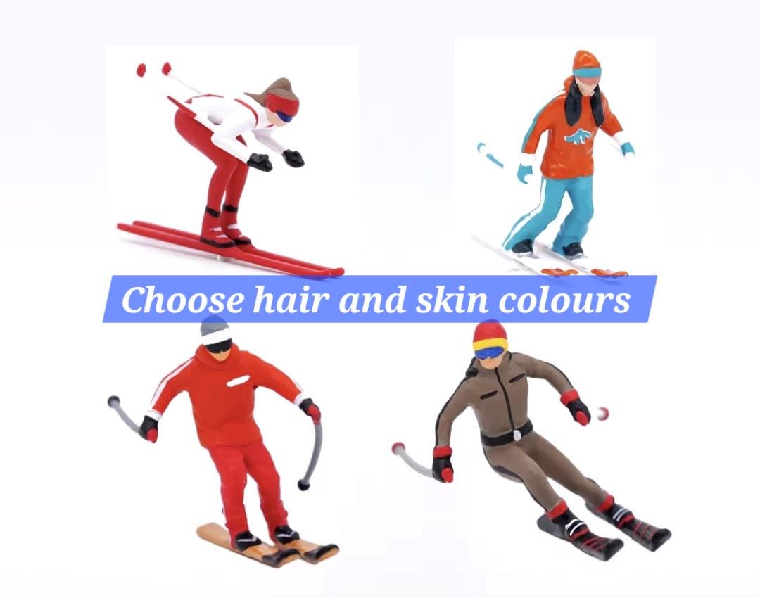 Skiing Skier Figures 2cm 1:87 Scale Model Little Mini People Guage ...