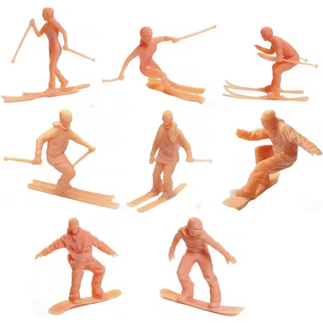 Unpainted Miniature Skiing & Snowboarding Figures: HO/S Scale Model (2/ ...