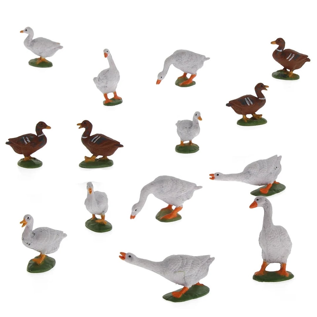 DUCKS GEESE BIRDS 1:43 Scale 16/32pcs Goose Farm Animals Miniature Mini ...