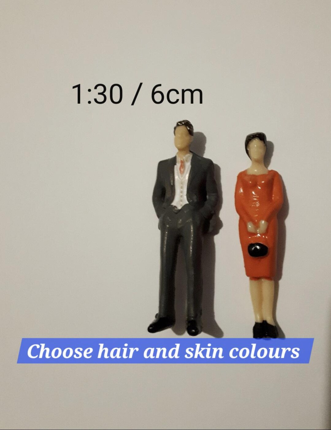 Miniature Mini Couple 6cm 1:30 Figures G Guage Scale 2pc Model Diorama ...