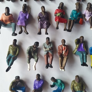 African American Black 2-50pcs 1:48 35mm Figure Miniature People Mini ...