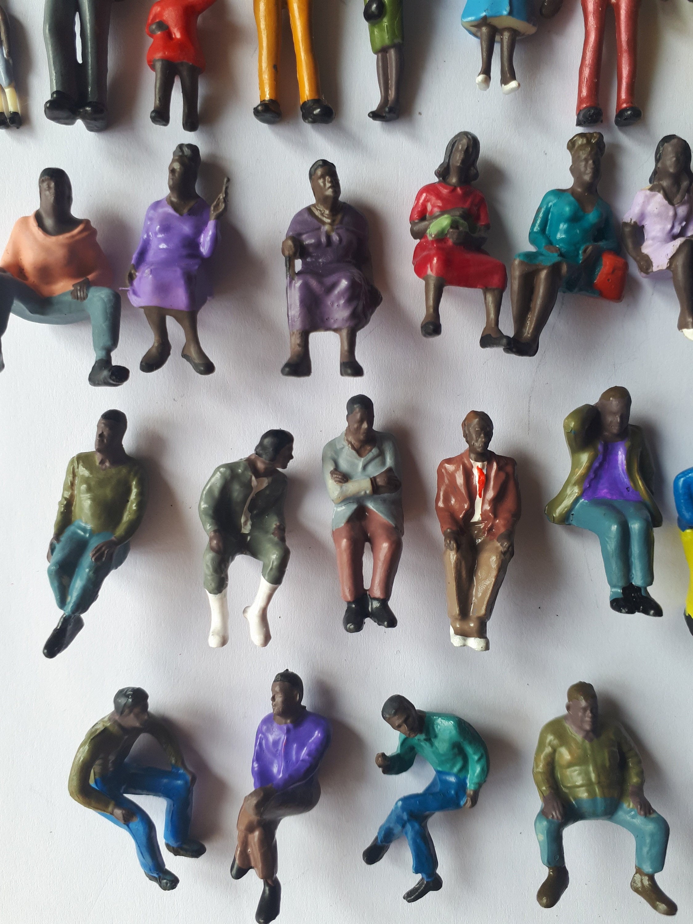 African American Black 2-50pcs 1:48 35mm Figure Miniature People Mini ...