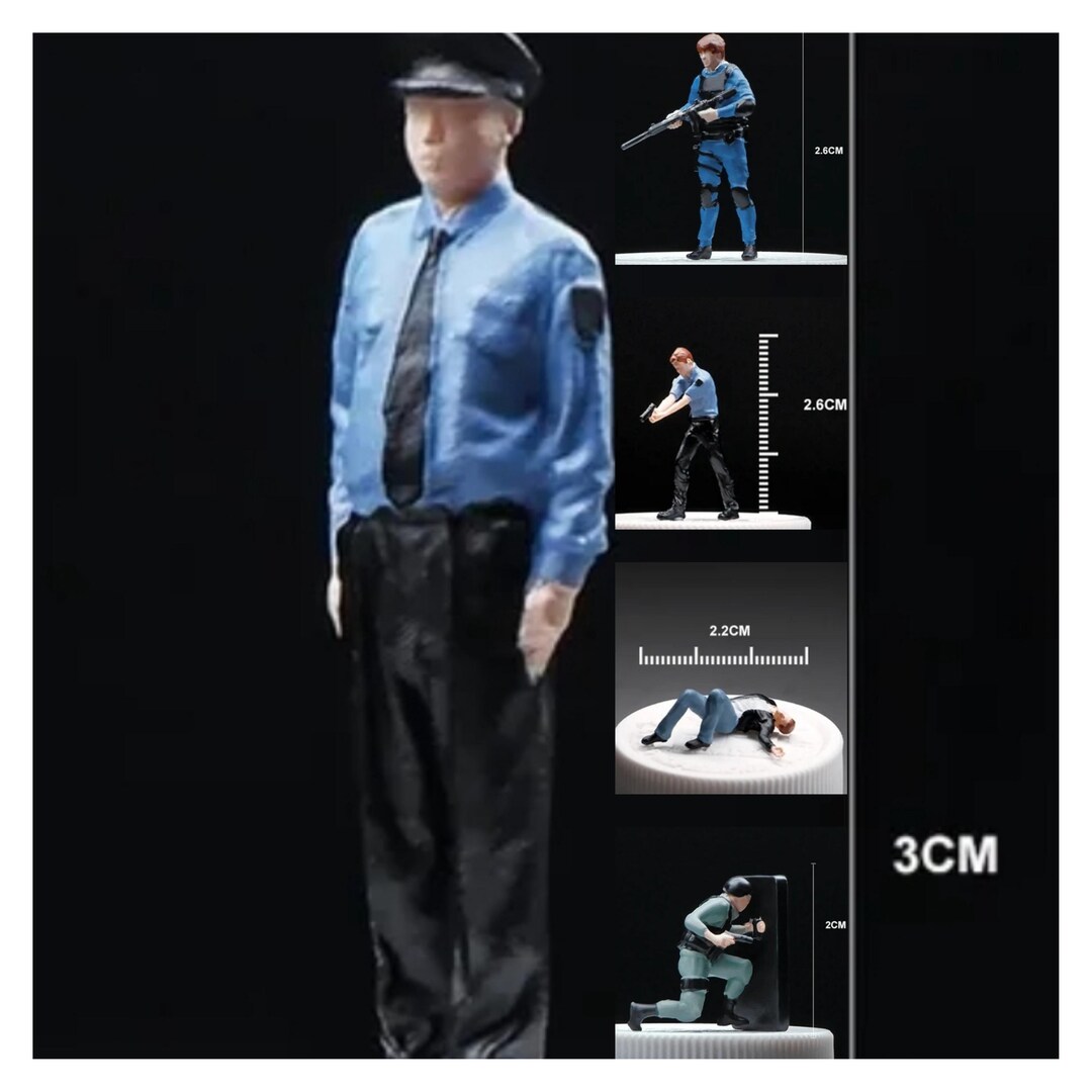 Cops Police Law Enforcement 1:64 Scale Model Man Laying on Ground Floor ...