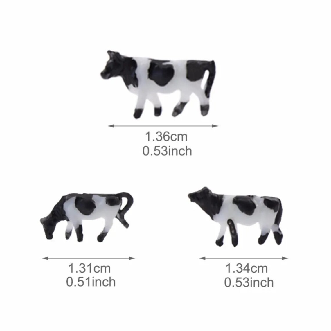 Miniature Cows - 60pc N Guage 1:150 Scale Model Farm Animal Figures ...