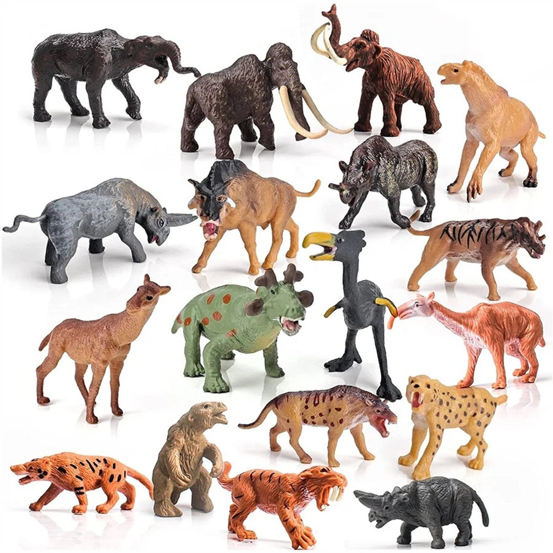 Prehistoric Animals Miniature Woolly Mammoth Smilodon Mini Figures ...
