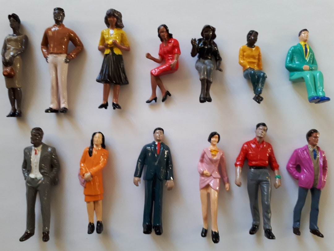 African American Black 1:25 70mm Mixed Race Asian Miniature People Mini ...