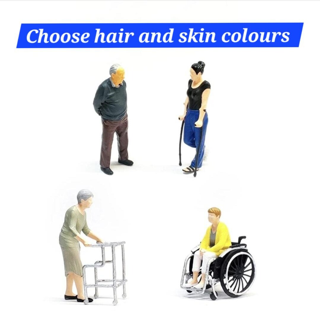 Miniature Disabled People 2.8cm 1:64 Scale Model S Guage Figures ...
