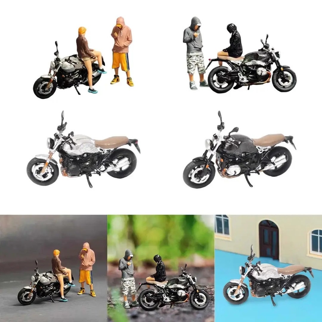 Motorbike Motorcycle Figures 1:64 PEOPLE Miniature Hoodie Male Female ...