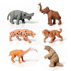 Prehistoric Animals Miniature Woolly Mammoth Smilodon Mini Figures ...