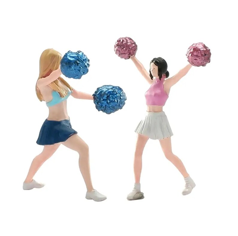 Cheerleader Cheerleading Girl Model Woman 1:64 Scale Model Pompoms Pom ...