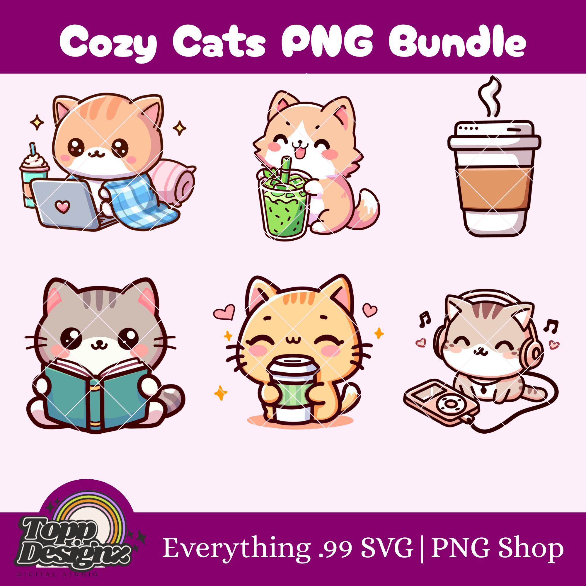 Cute Cat Png Clipart Bundle Cat Cafe Clipart Bundle Cozy Kittens Png ...