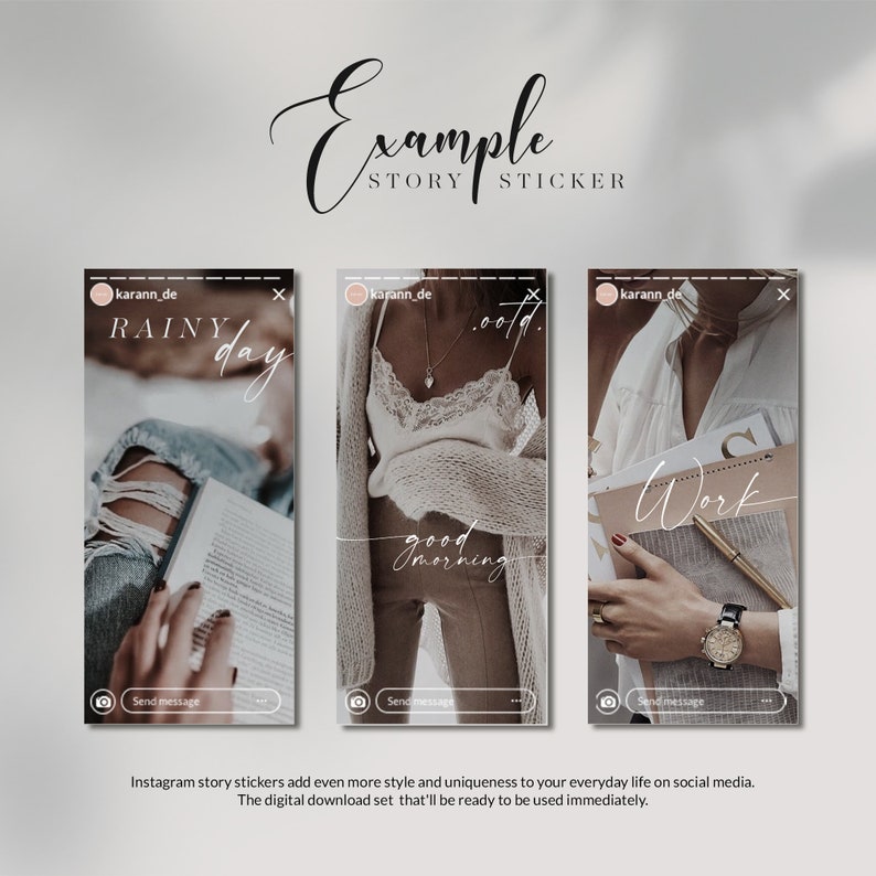 60 Instagram Story Sticker DAILY Collection Vol.2 White & Black Week ...