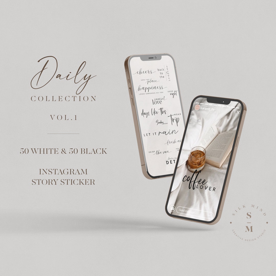 100 Instagram Story Sticker DAILY Collection White & Black English ...