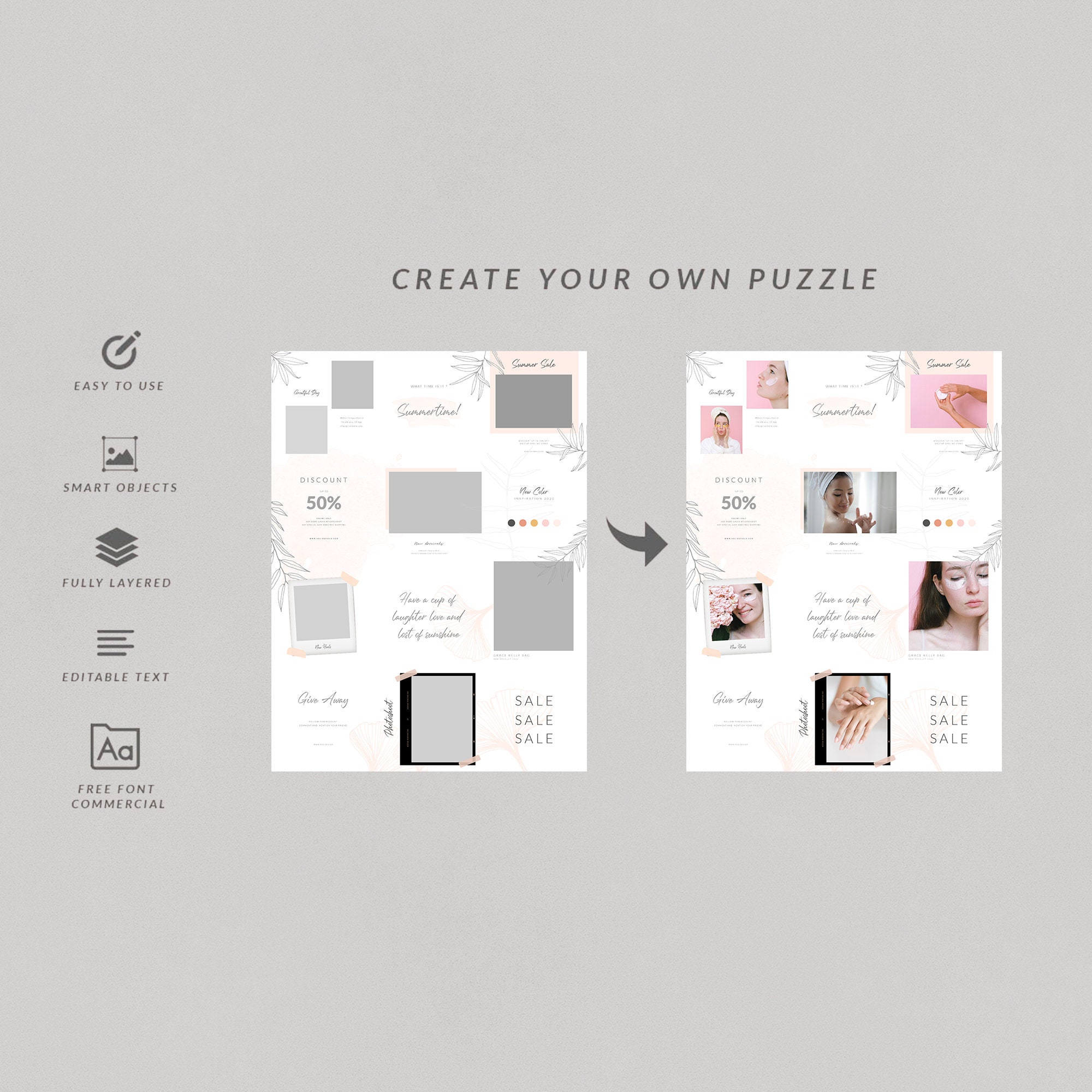 TASH Instagram Puzzle Grid Template PSD Photoshop Files Instagram Photo ...