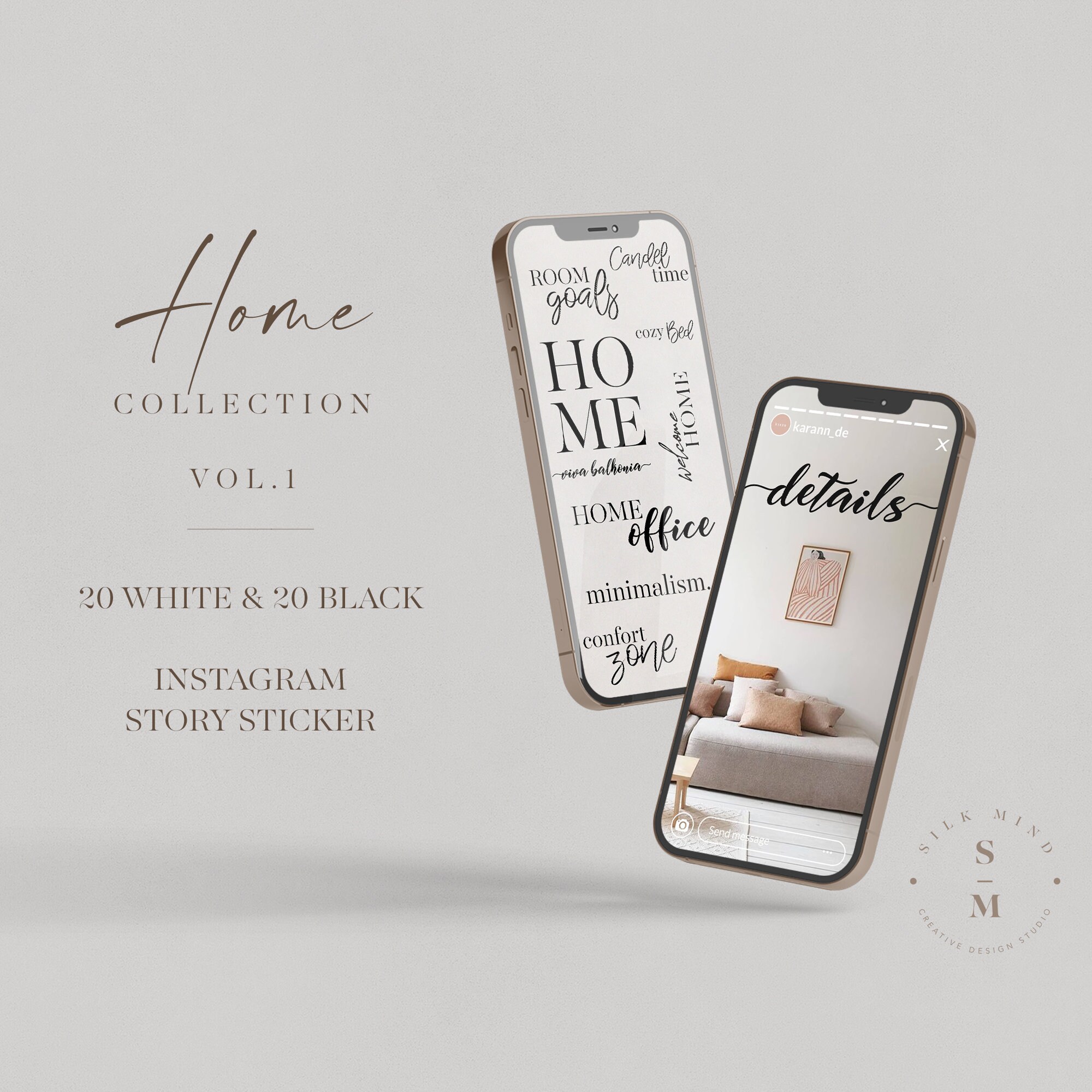 40 Instagram Story Sticker HOME Collection White & Black English ...