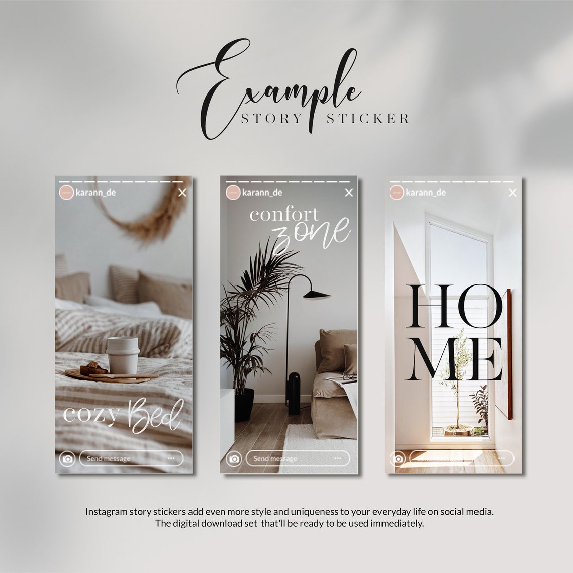 40 Instagram Story Sticker HOME Collection White & Black English ...