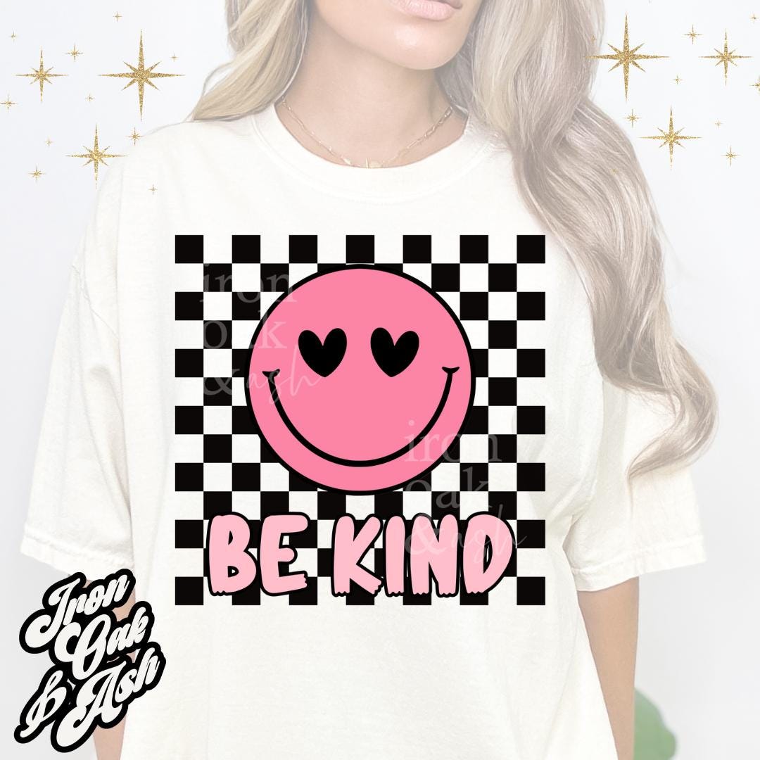 Be Kind Smiley PNG, Smiley Face Cut File, Punk Girl Checkerboard Tshirt ...