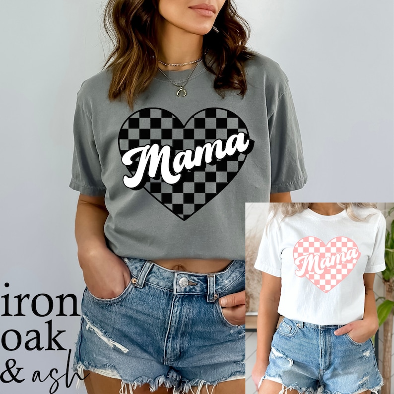 Checkered Mama Heart PNG, Mama Cut File, Retro Mama Tshirt Design ...
