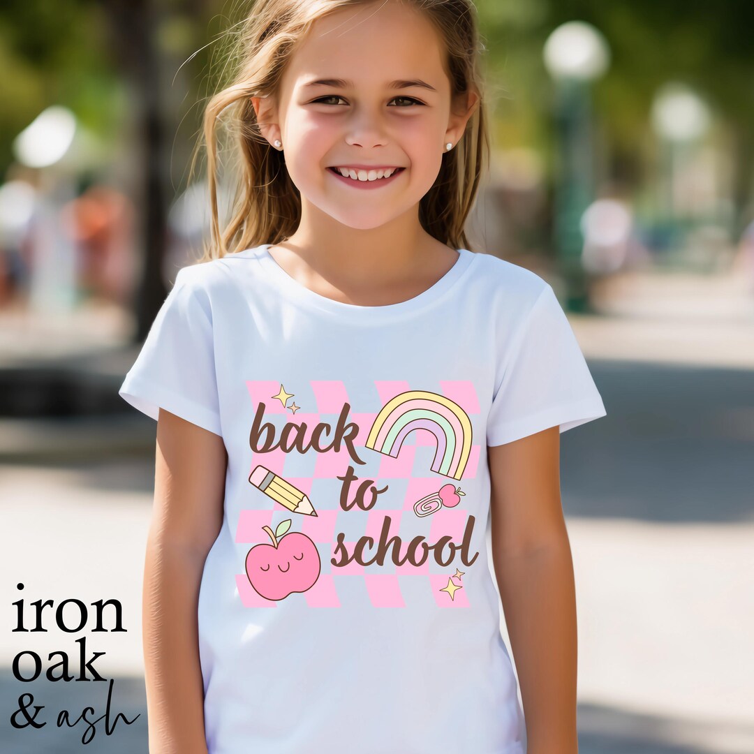 Girly Back to School PNG Bundle: Checkered Rainbow Sublimation (digital ...