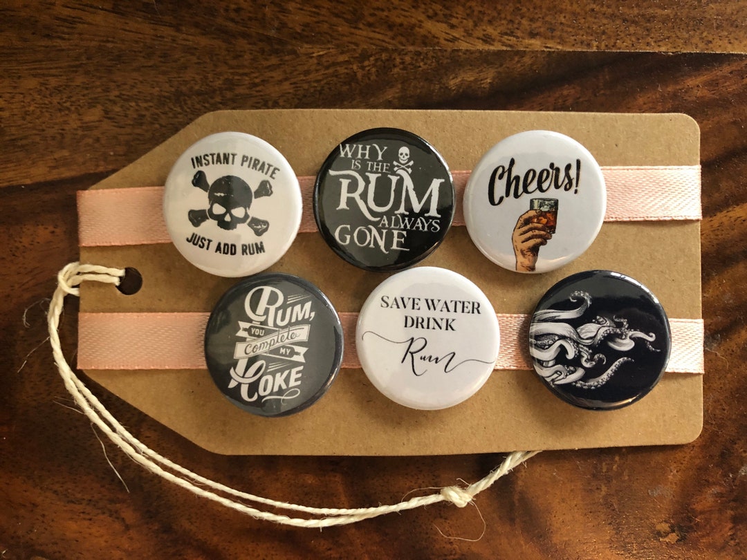 Rum - Button Pin Badge Set - Etsy
