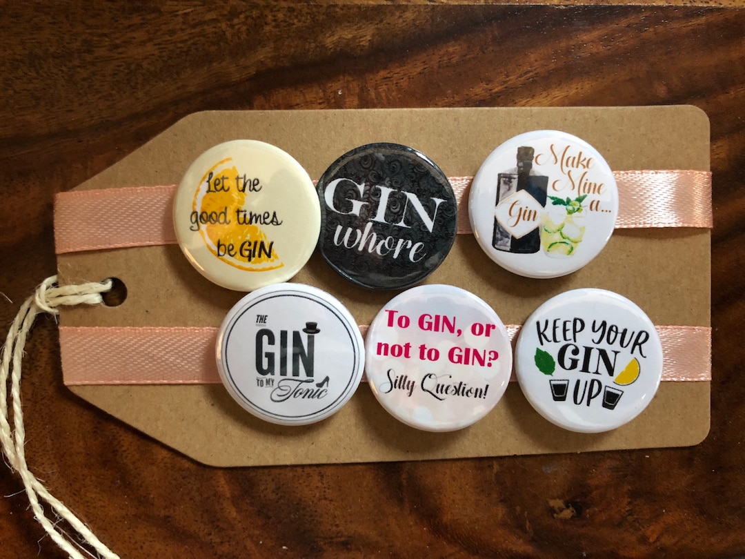 Gin - Button Pin Badge Set - Etsy