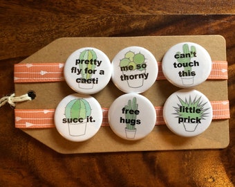 PLANT LOVER BUTTONS Set of 8 Pin Badge Magnets Plant Person - Etsy