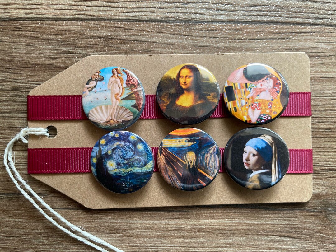 Masterpieces, World Famous Art, Paintings, Gallery Art - Button Pin ...