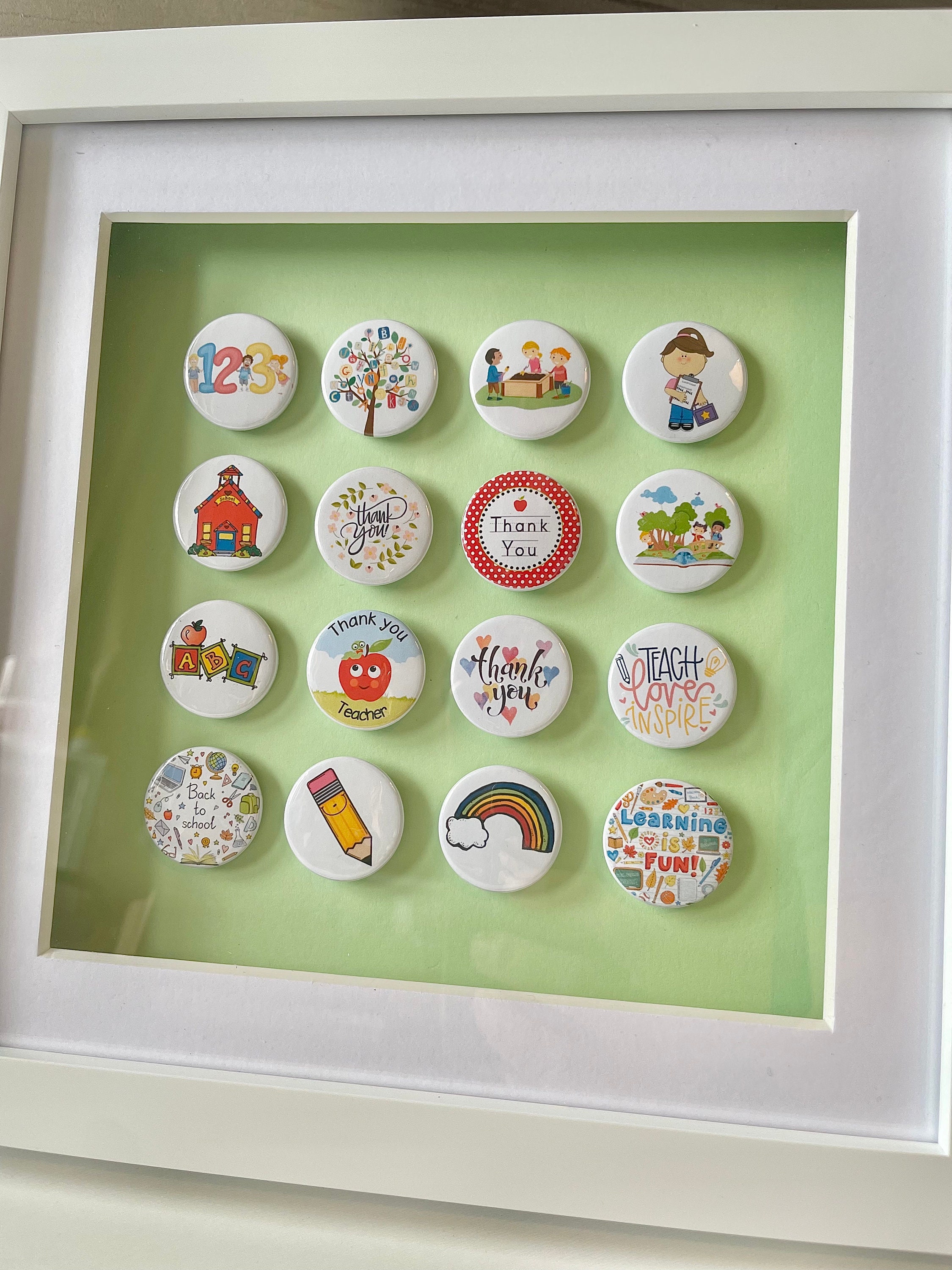 Thank You Teacher Button Pin Badge Frame Gift Teacher - Etsy