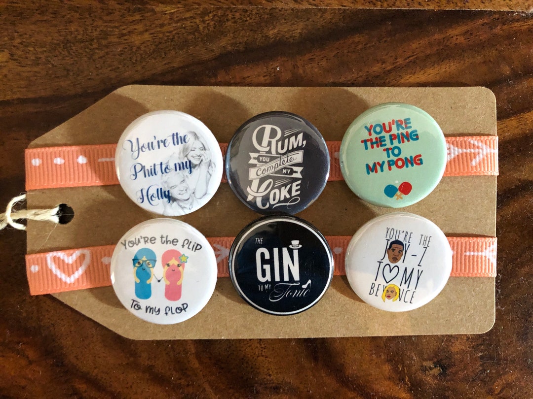 Soulmates & Best Friends - Button Pin Badge Set - Etsy