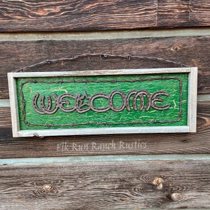 Green Rustic Western Welcome Sign, Horseshoe Sign, Welcome Sign ...