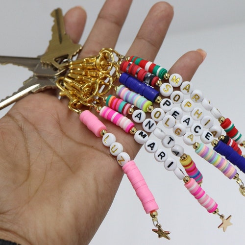 Custom Beaded Name Keychain Personalized Colorful - Etsy
