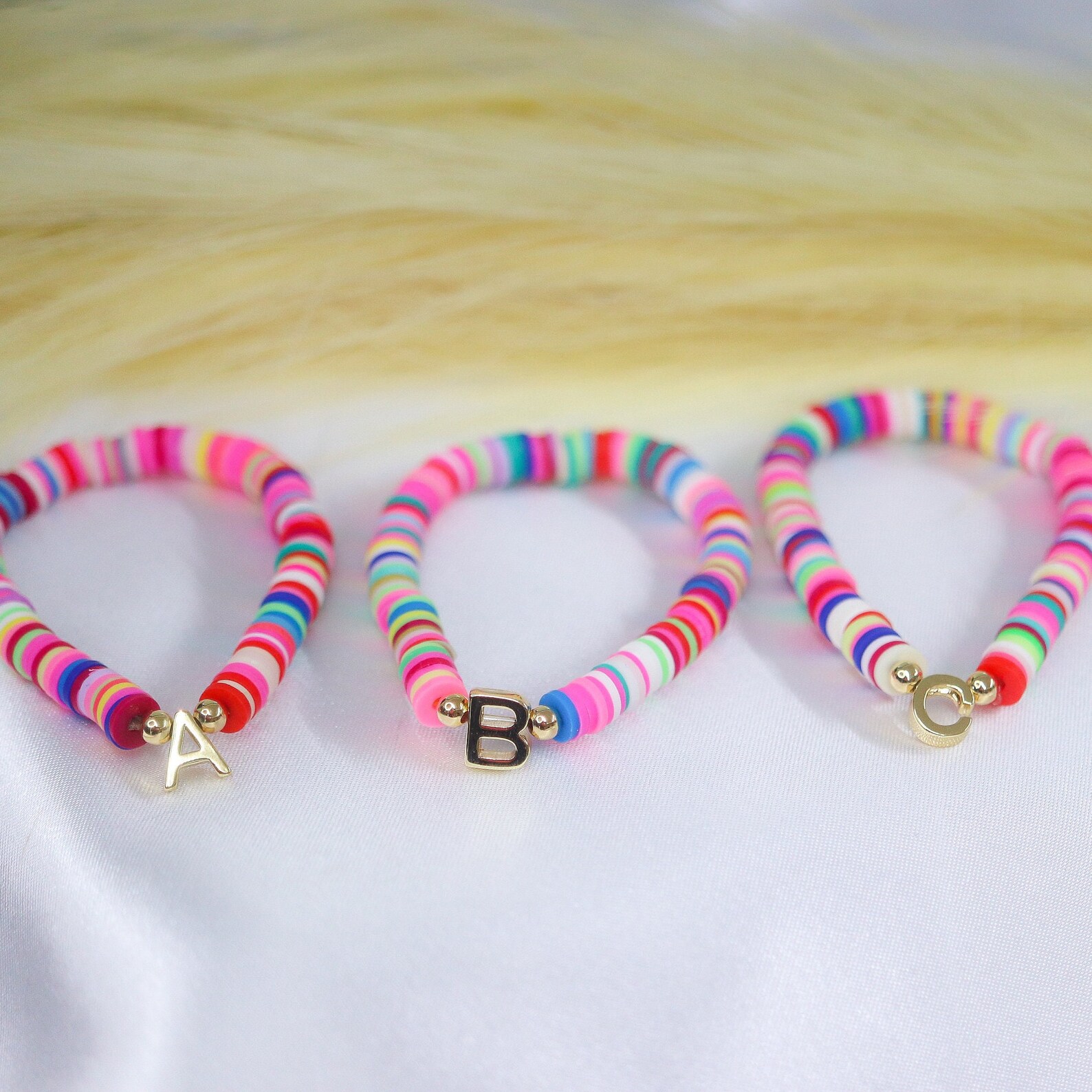 Custom Bead Initial Bracelet, Rainbow Fun Bracelet, Party Gift Favor ...